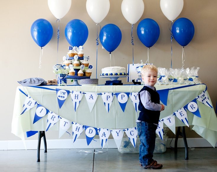 Blue and Green Train Party - Pretty My Party