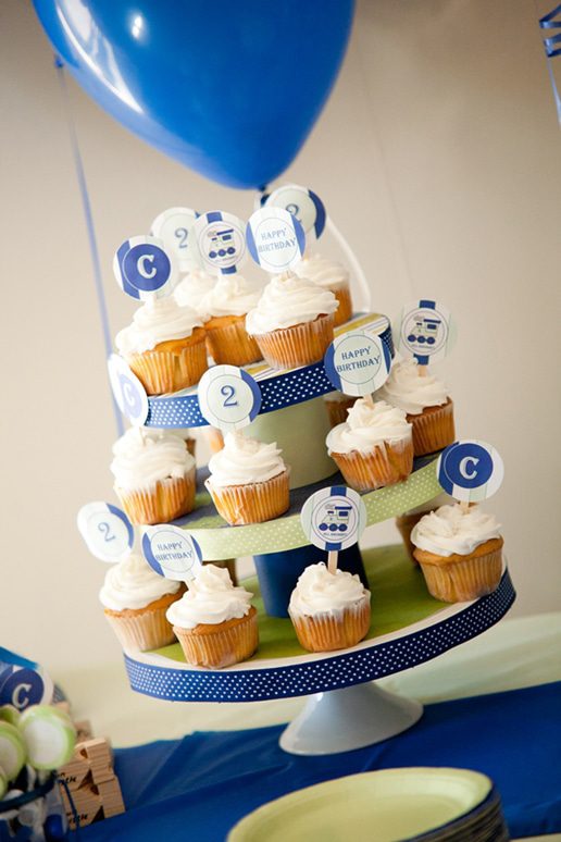 Blue and Green Train Party - Pretty My Party