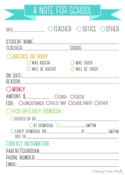 Free Back to School Note Printable - Pretty My Party