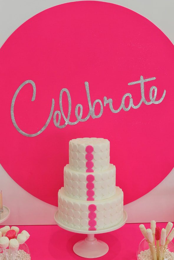 Neon Pink Celebrate Dessert Table - Pretty My Party