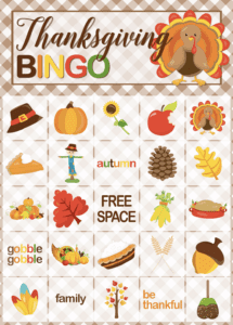 Free Printable Thanksgiving Bingo Game - Pretty My Party